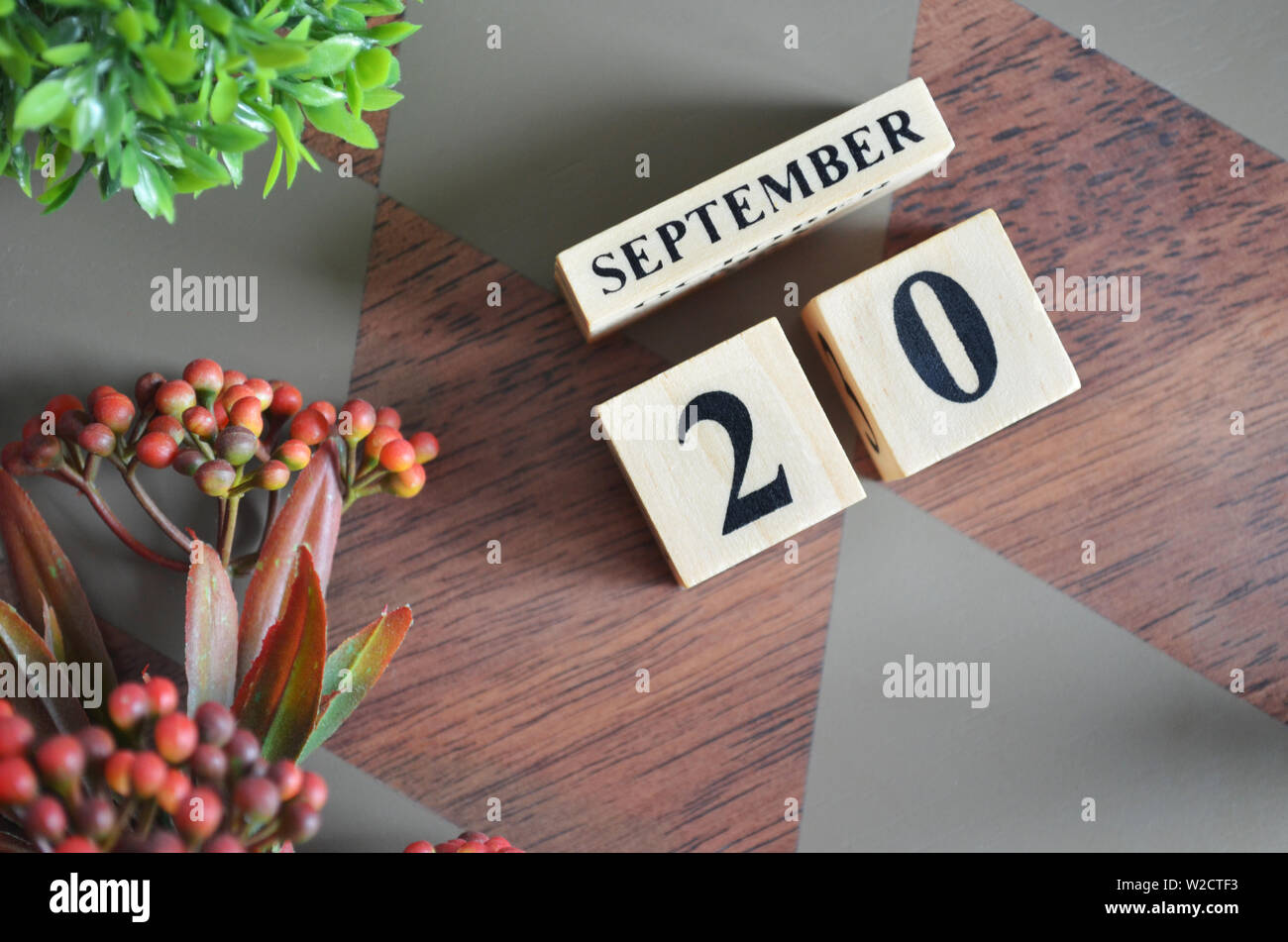Date of September month. Diamond wood table for background Stock Photo ...