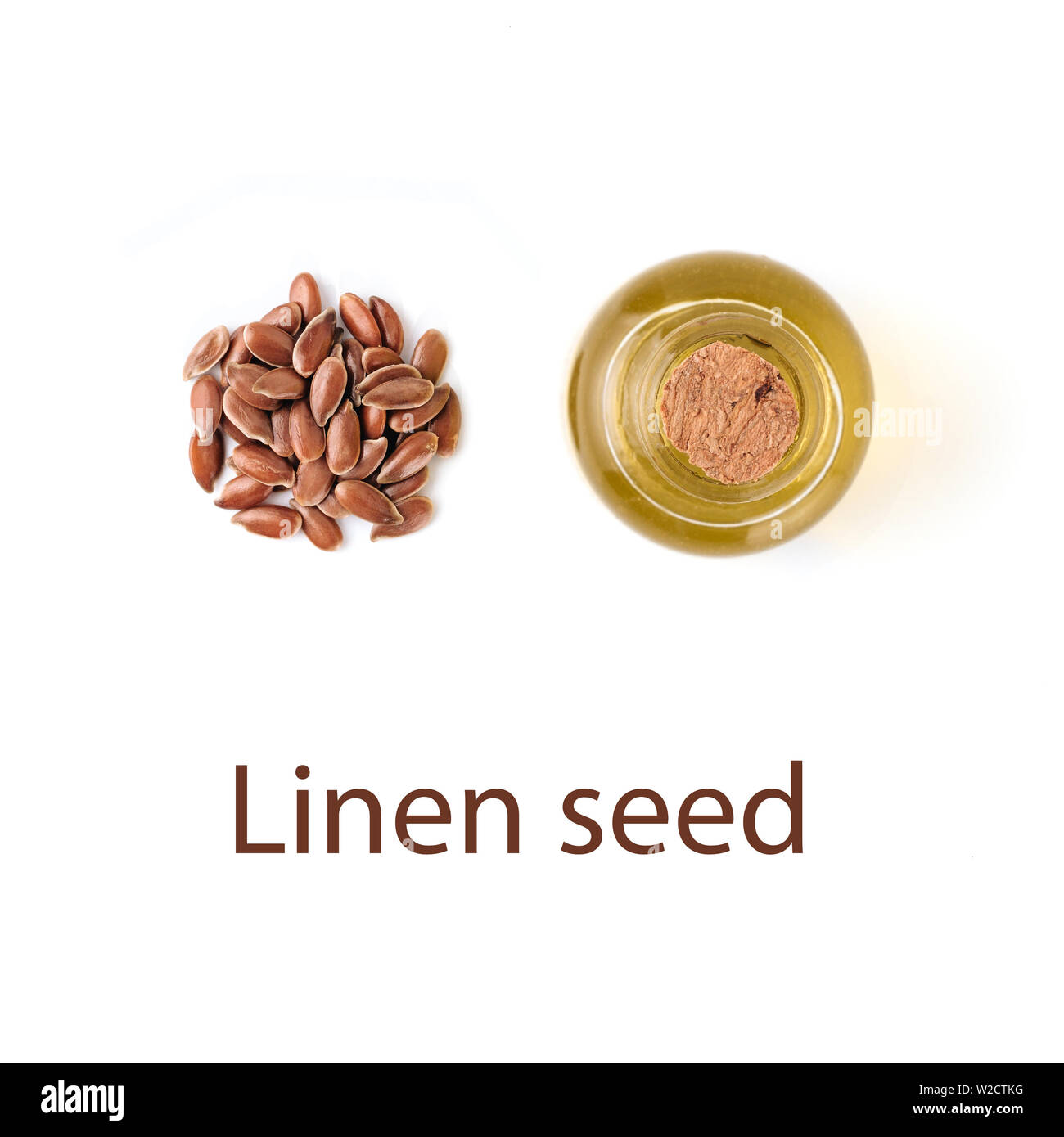 Linen seeds and linen raw oil isolated on white background - creative ...