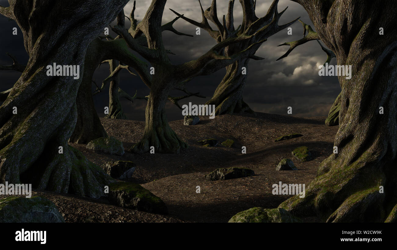 Deep tropical horror mysterious jungle in darkness Stock Photo - Alamy