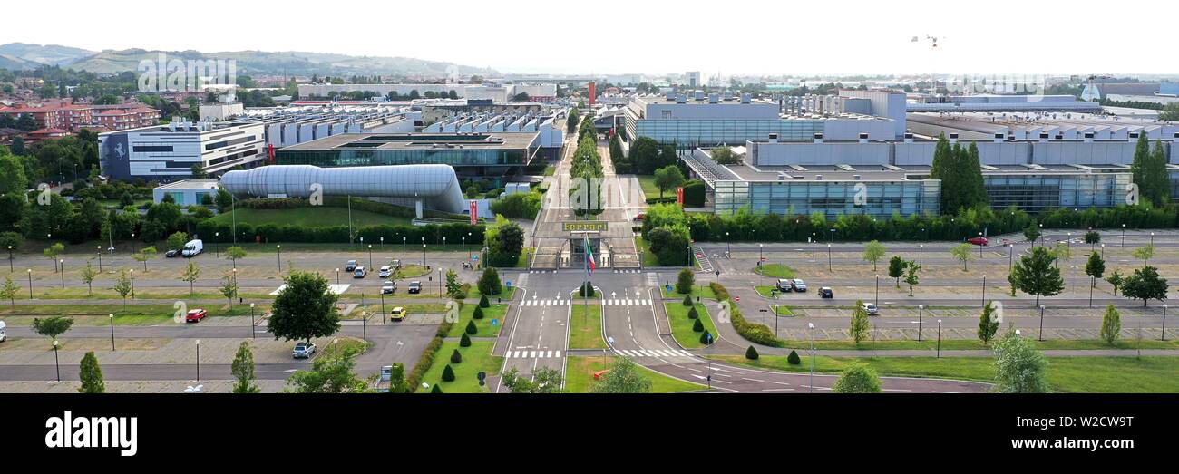 Maranello, Modena, Italy - Aerial view of Ferrari car factory complex ...
