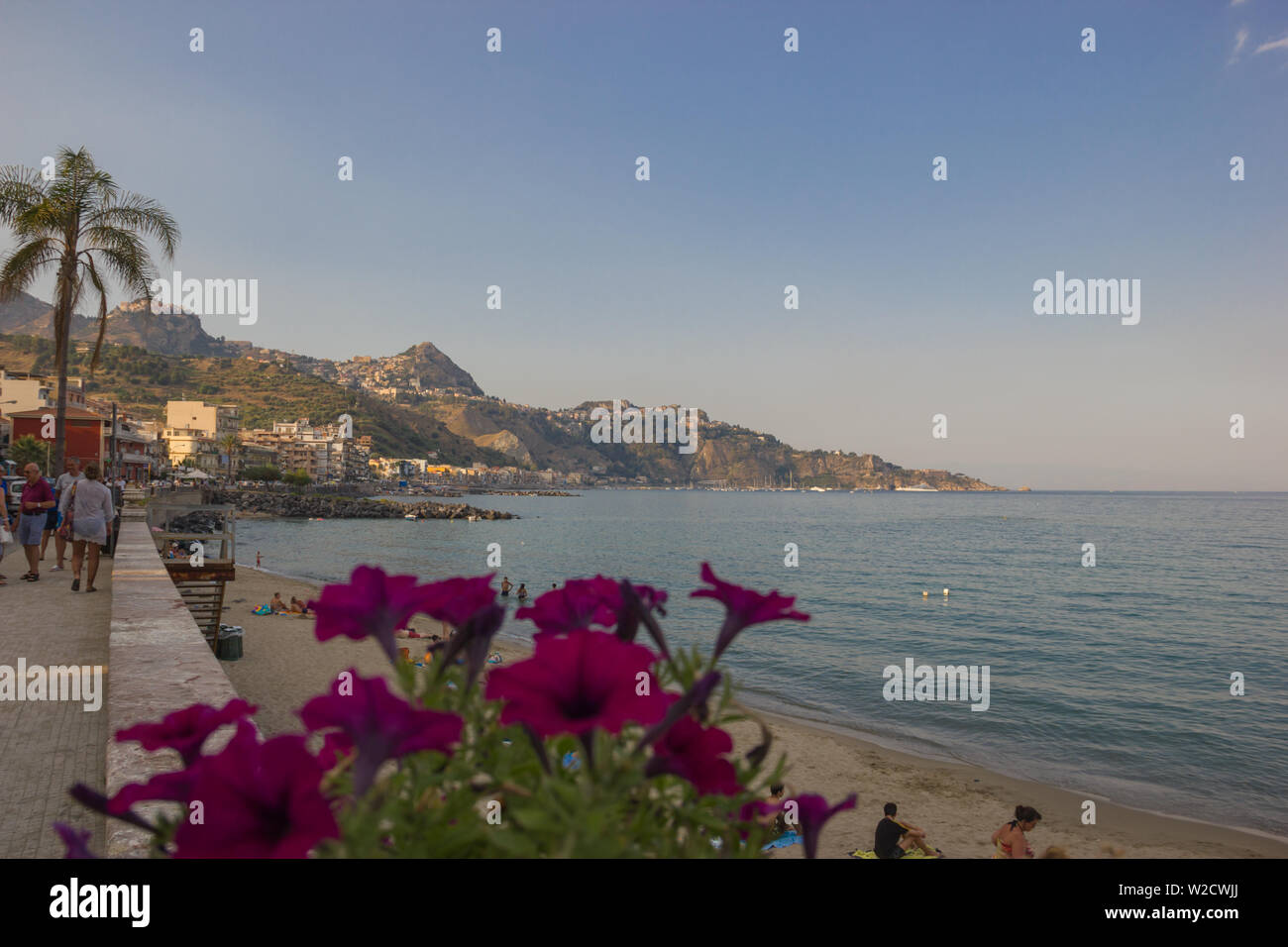 Giardini Naxos Sicily Italy 2019 panoramic view of the famous popular ...
