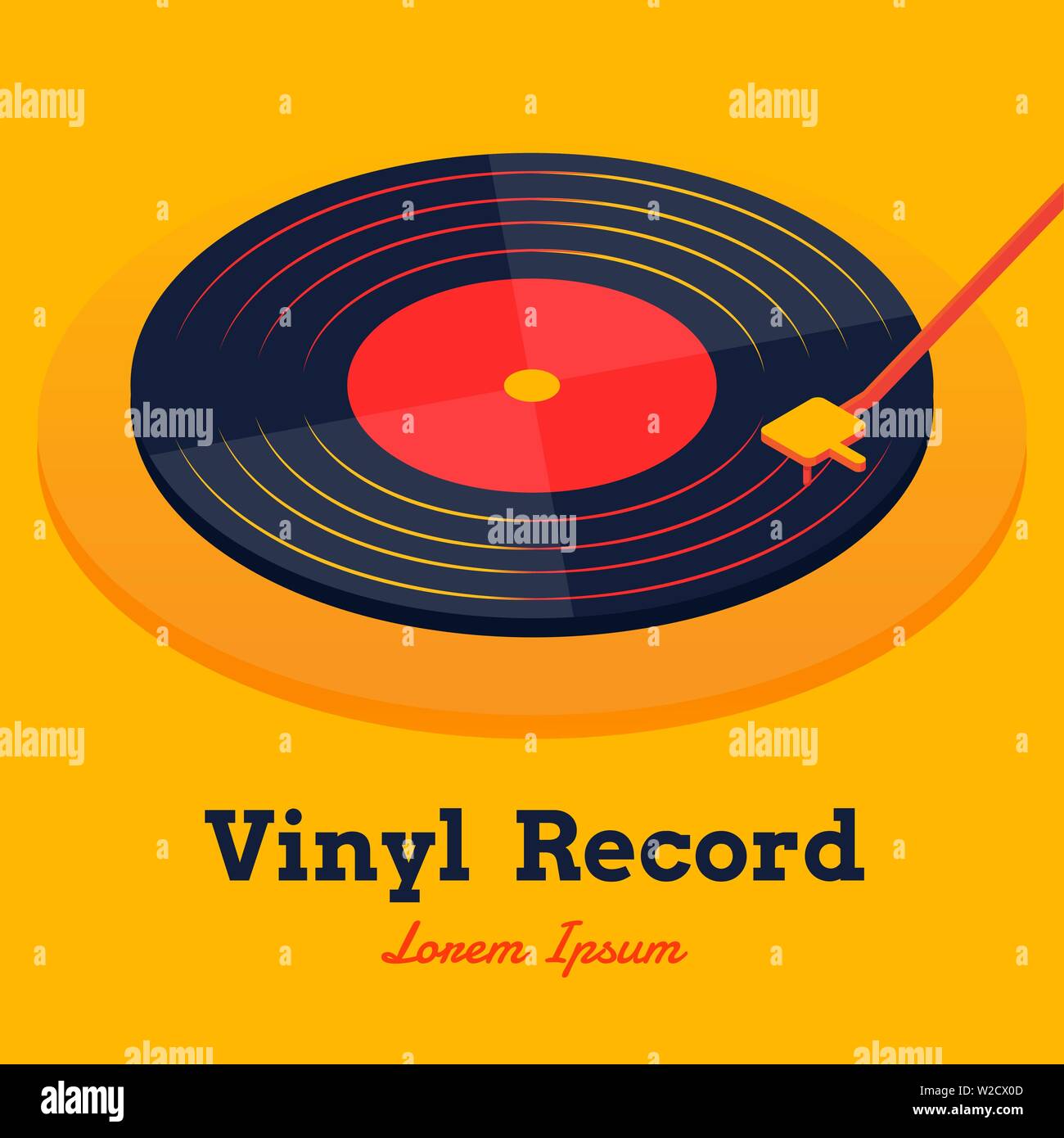 Isometric vinyl record music vector with yellow background graphic ...