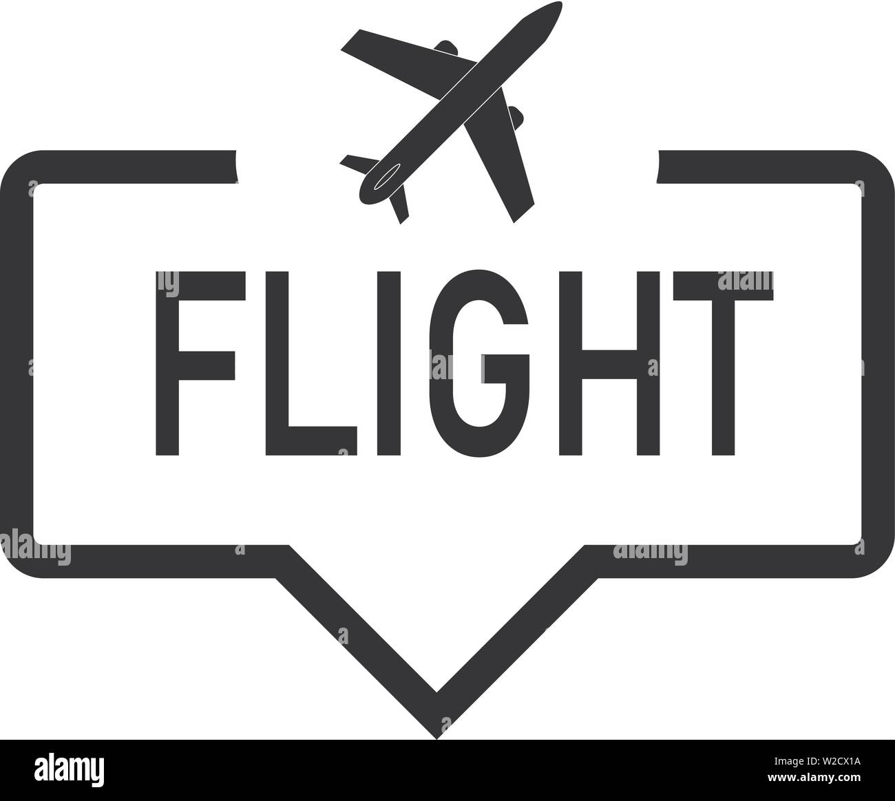 flight Speech bubble with icon, isolated. Flat design on white ...