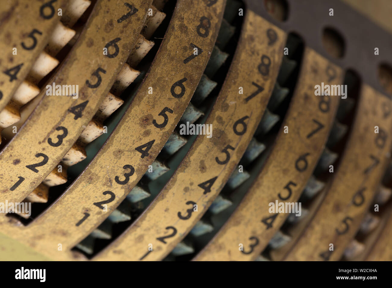 Vintage manual adding machine isolated, selective focus Stock Photo - Alamy