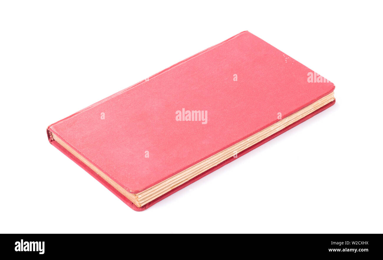 Closed old red book isolated on white background Stock Photo - Alamy