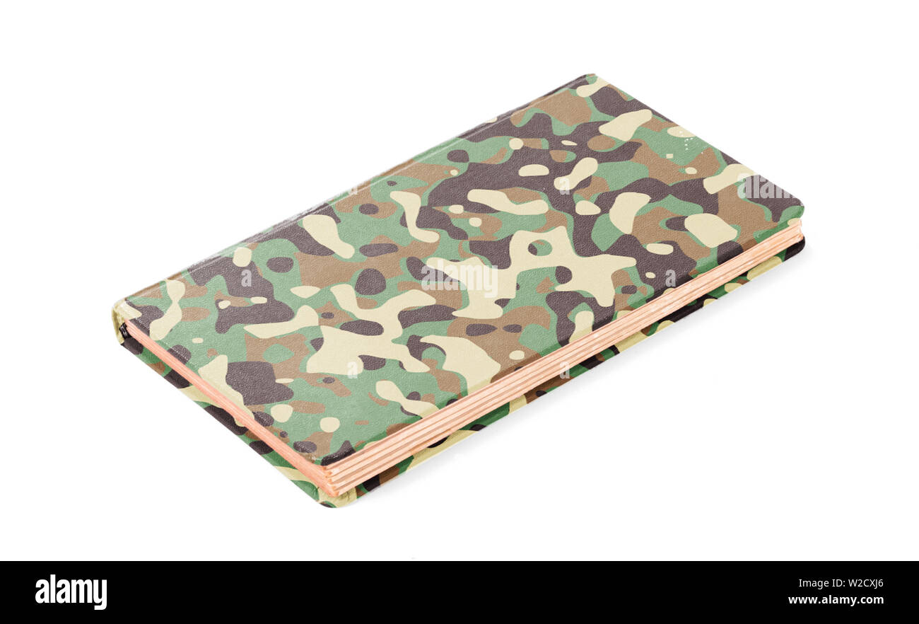 Closed old army book isolated on white background Stock Photo - Alamy