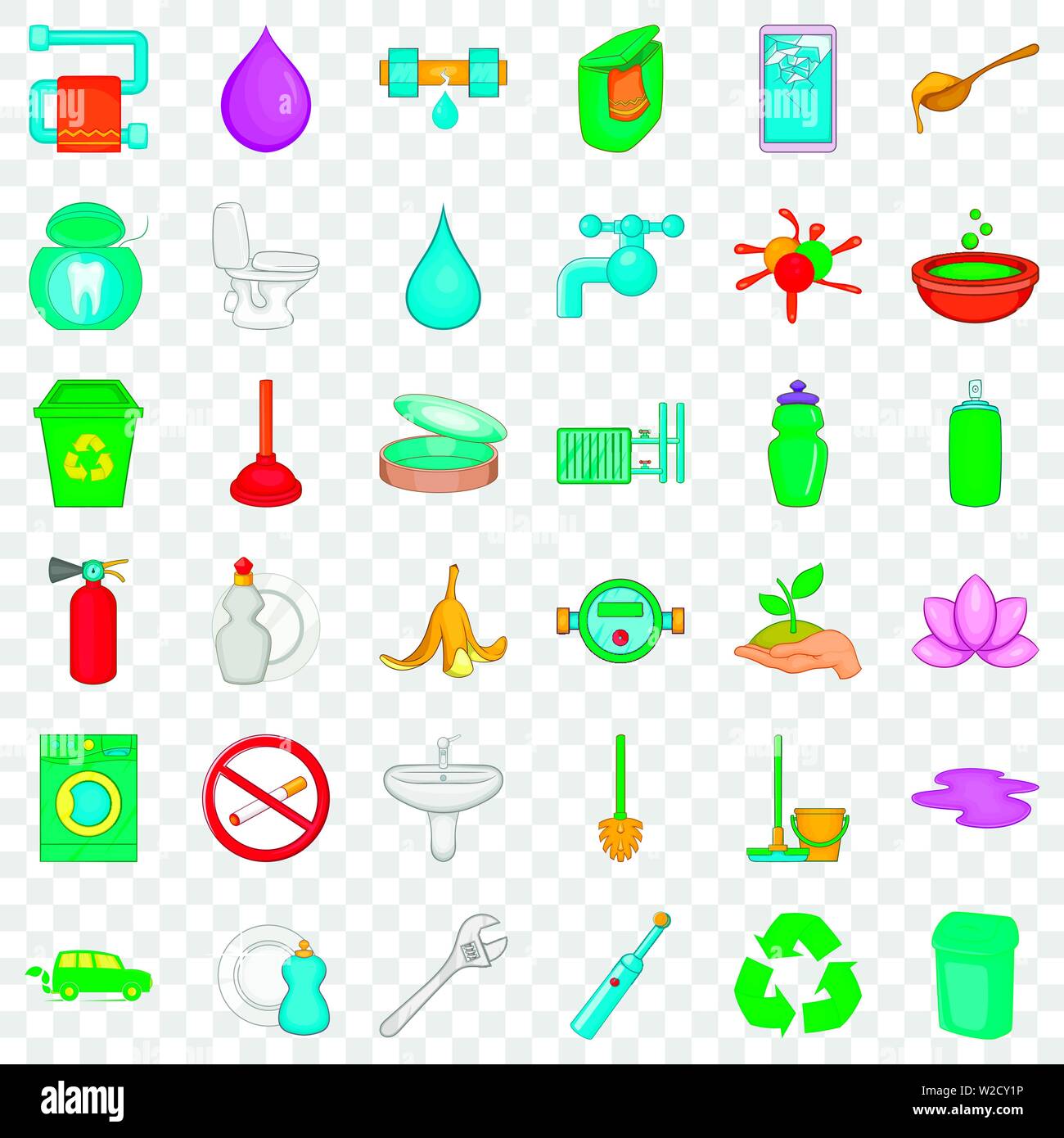 Ecology icons set, cartoon style Stock Vector Image & Art - Alamy