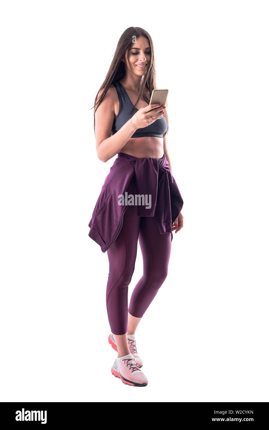 Smiling using phone app Cut Out Stock Images & Pictures - Alamy