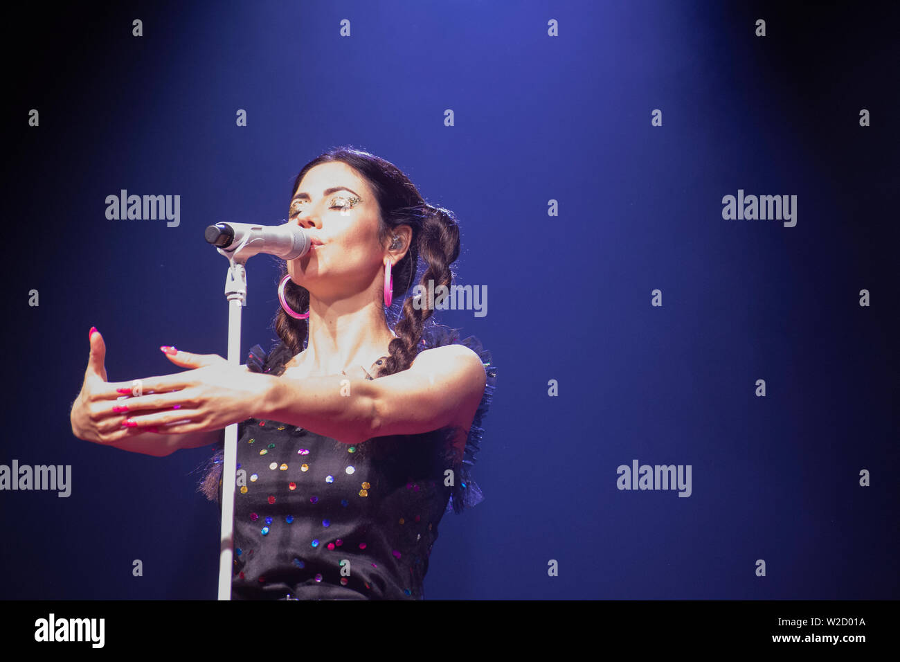 Turku, Finland. 7th July 2019. Welsh singer songwriter Marina performs ...