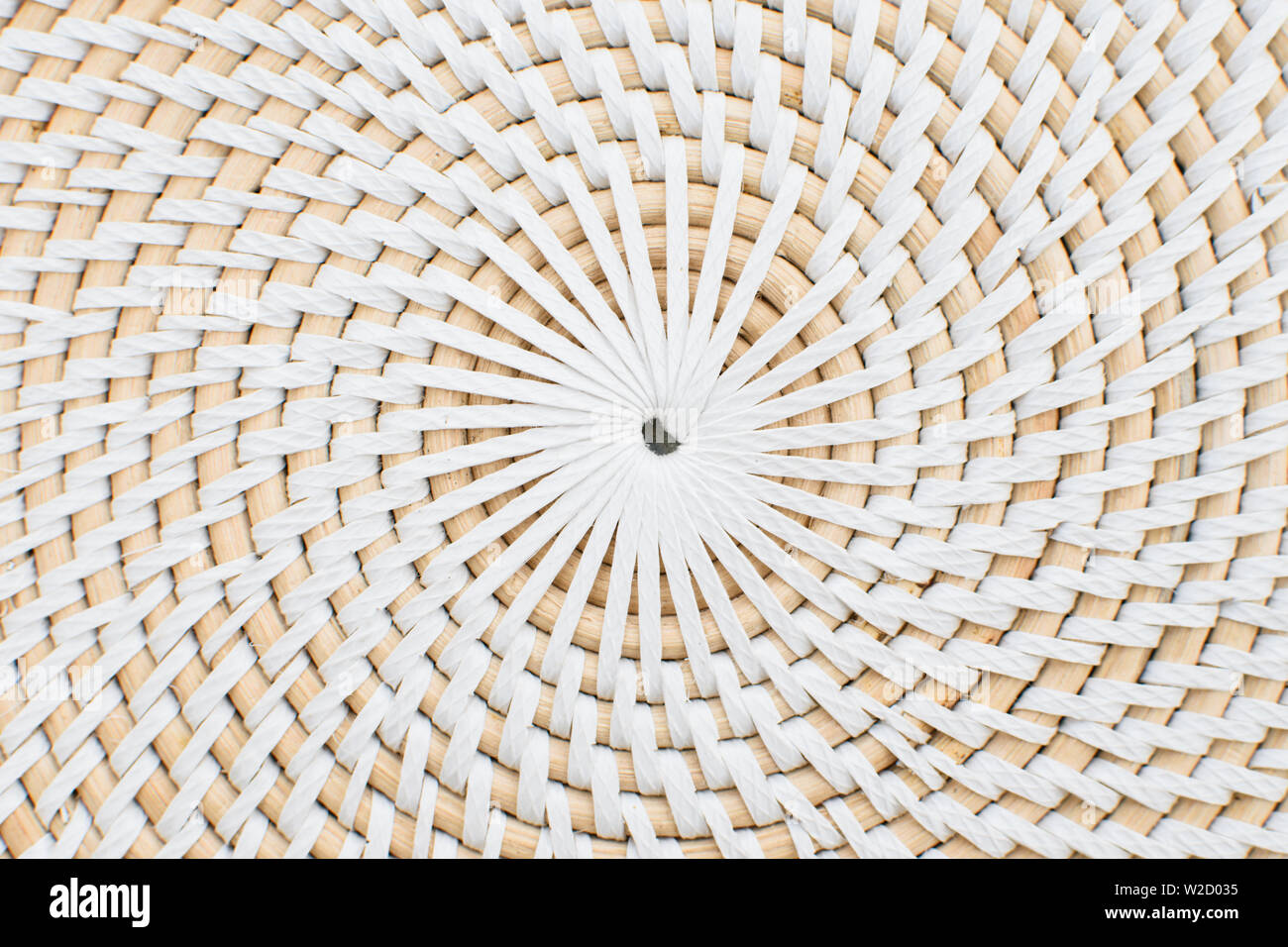 Close up view of the circular straw surface. Circular white shapes ...