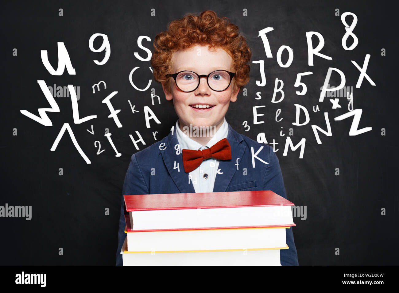 Back to school concept with school kid and books Stock Photo - Alamy