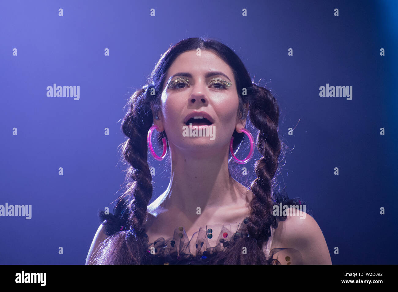 Turku, Finland. 7th July 2019. Welsh singer songwriter Marina performs ...