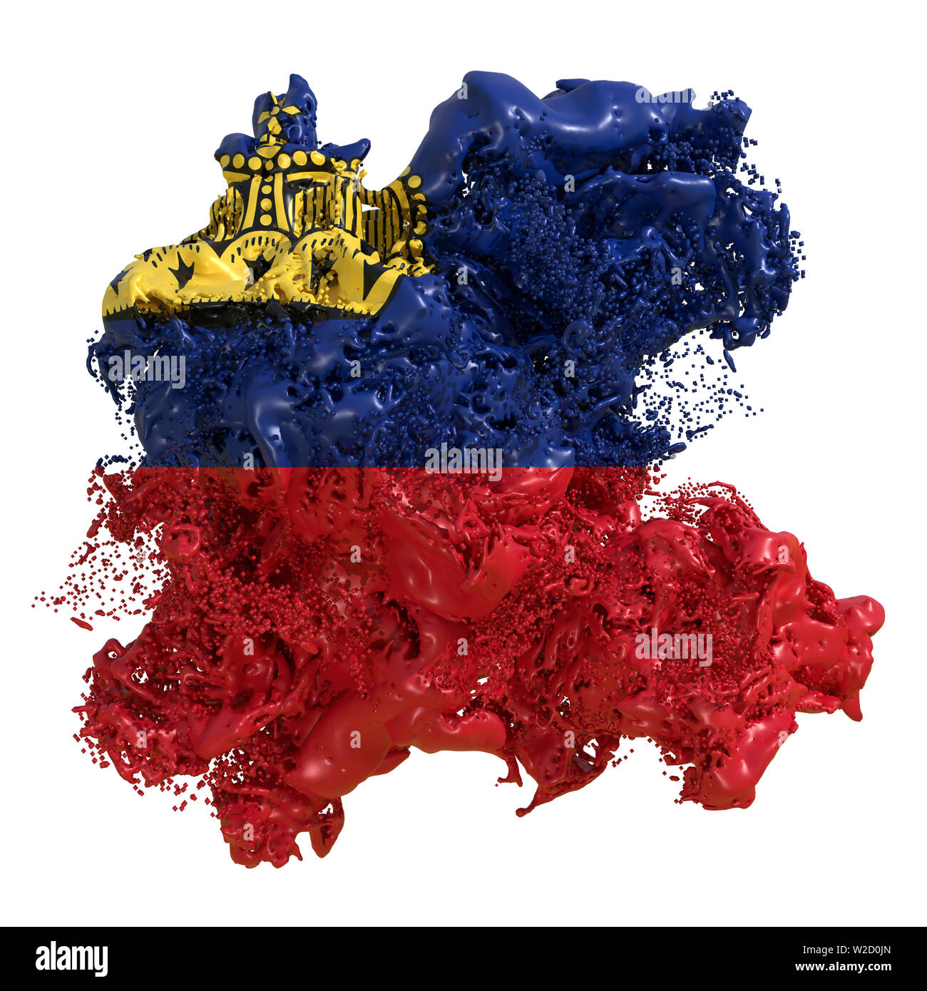 3d rendering of a Liechtenstein country flag in a liquid fluid ...