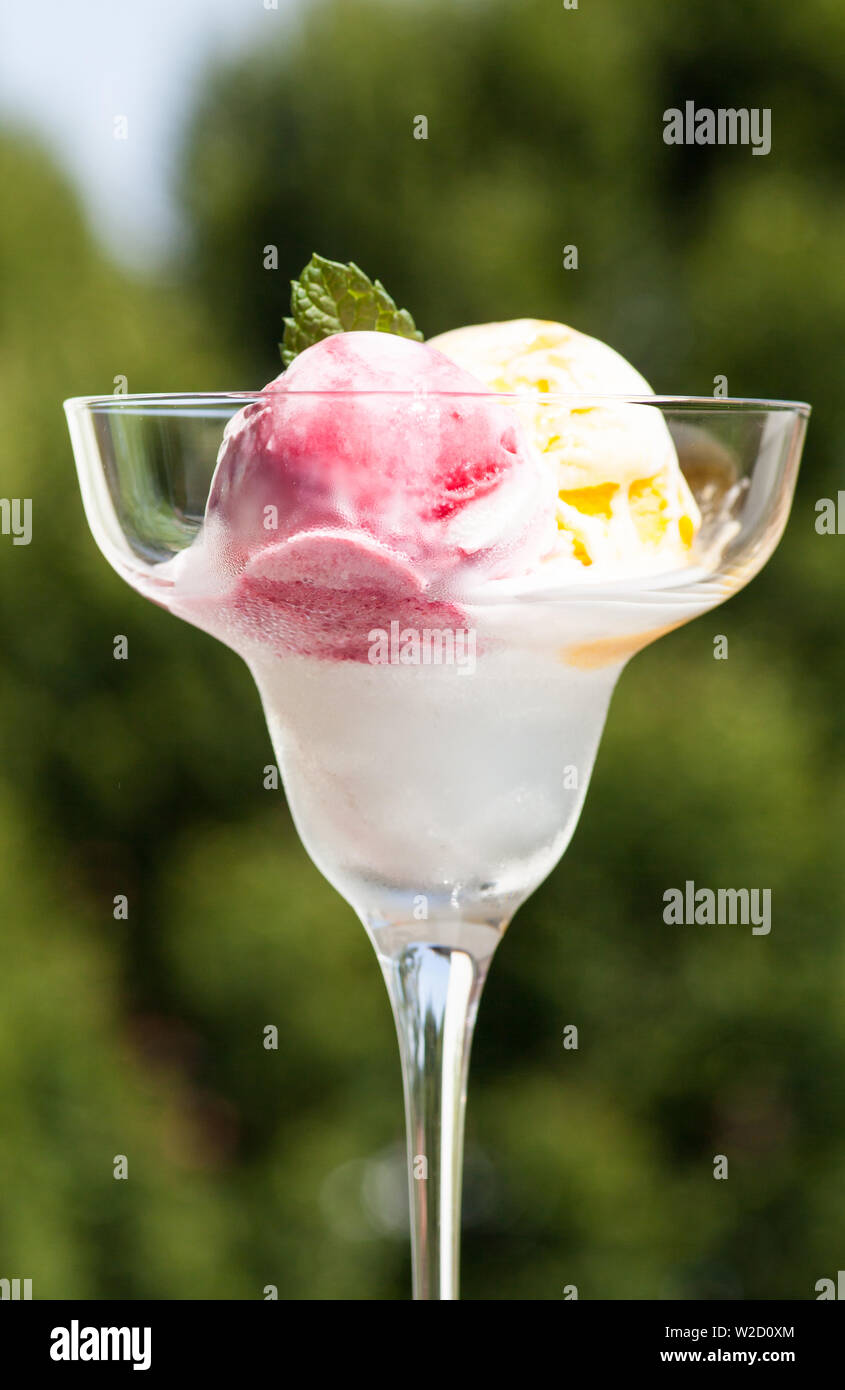 ice cream sundae: An ice cream sundae with two different types of ice ...