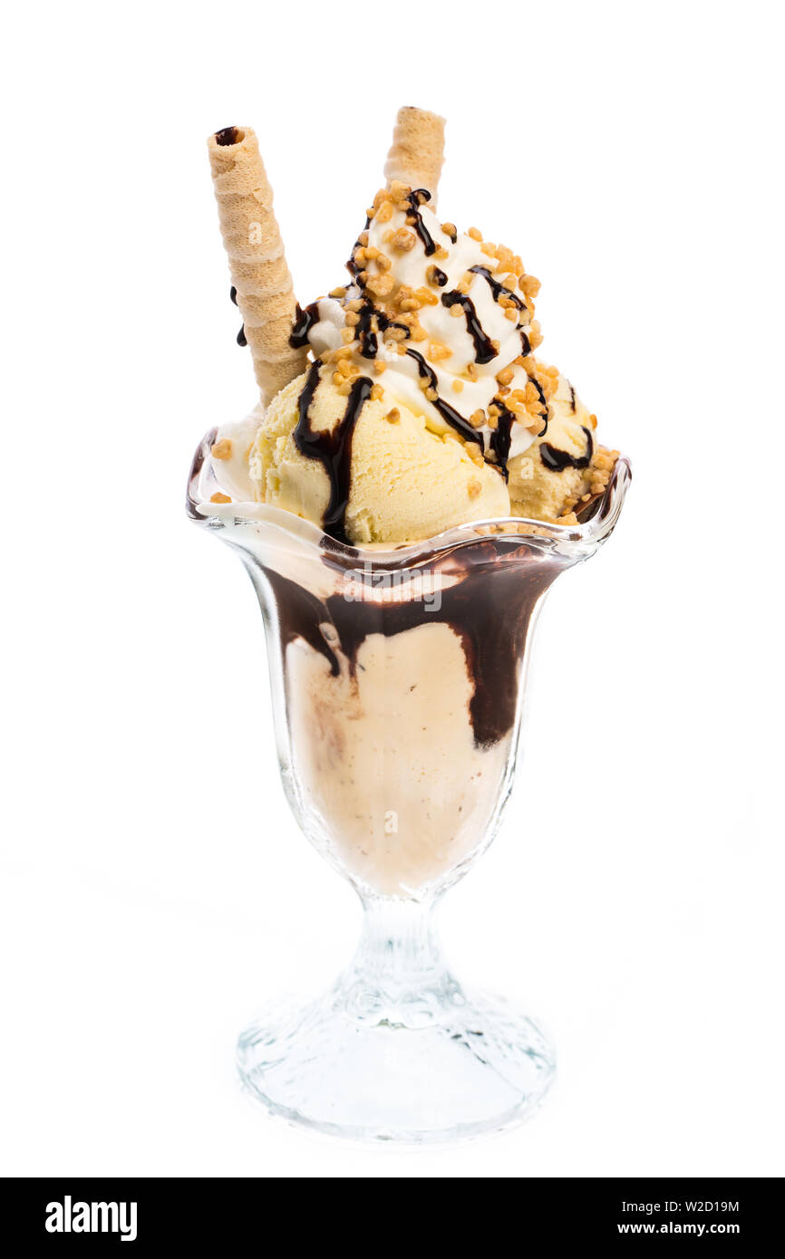 ice cream sundae: Coupe Denmark isolated on white background Stock ...