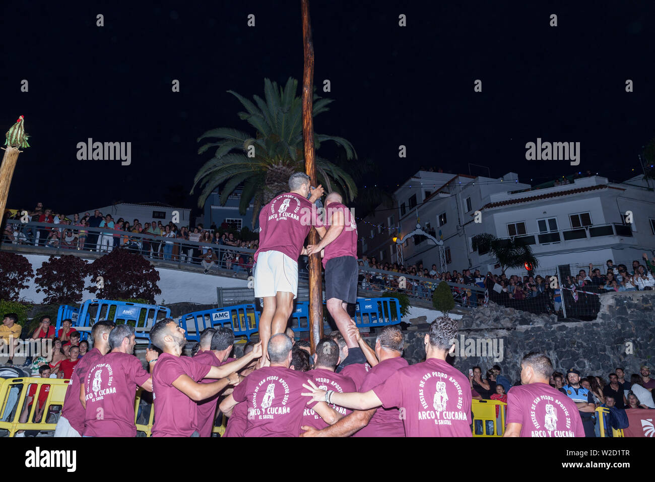 Cockaigne pole traditional festival in El Sauzal municipality (Tenerife ...
