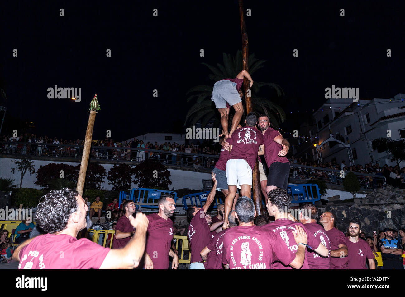 Cockaigne pole traditional festival in El Sauzal municipality (Tenerife ...