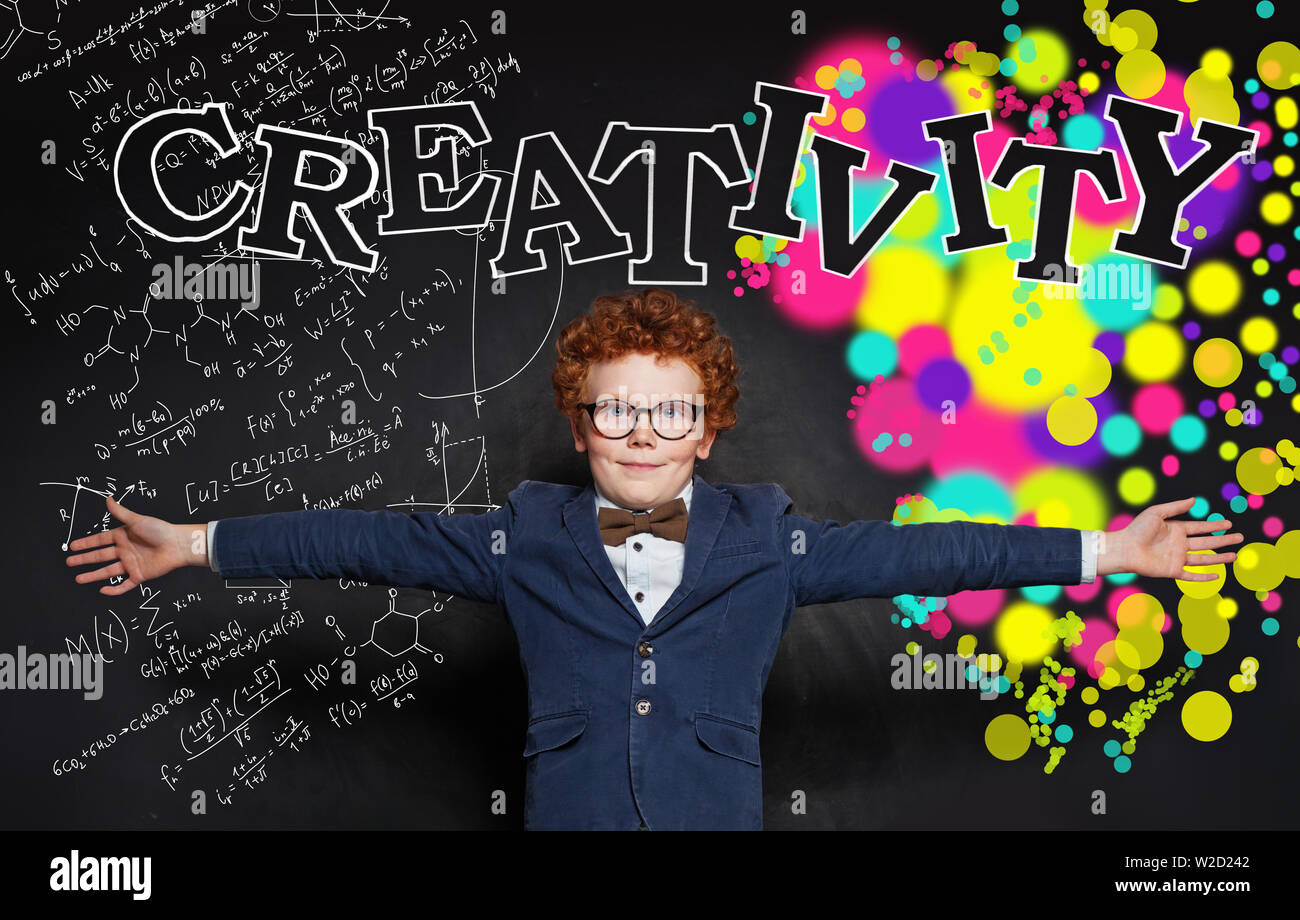 Happy kid. Creativity education and development concept Stock Photo - Alamy
