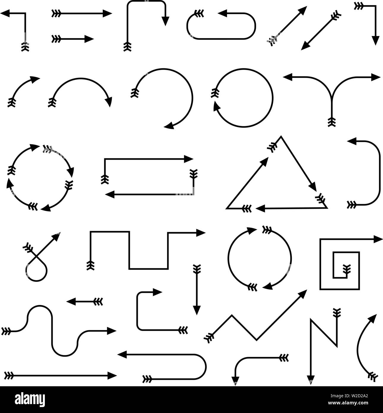 Thin arrows. Black simple design elements. Vector illustration isolated ...