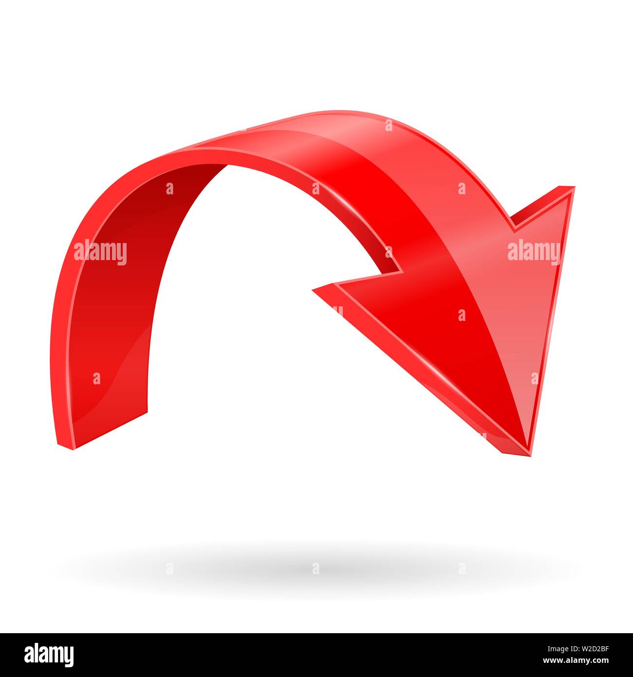 Red down arrow. 3d shiny web icon Stock Vector Image & Art - Alamy