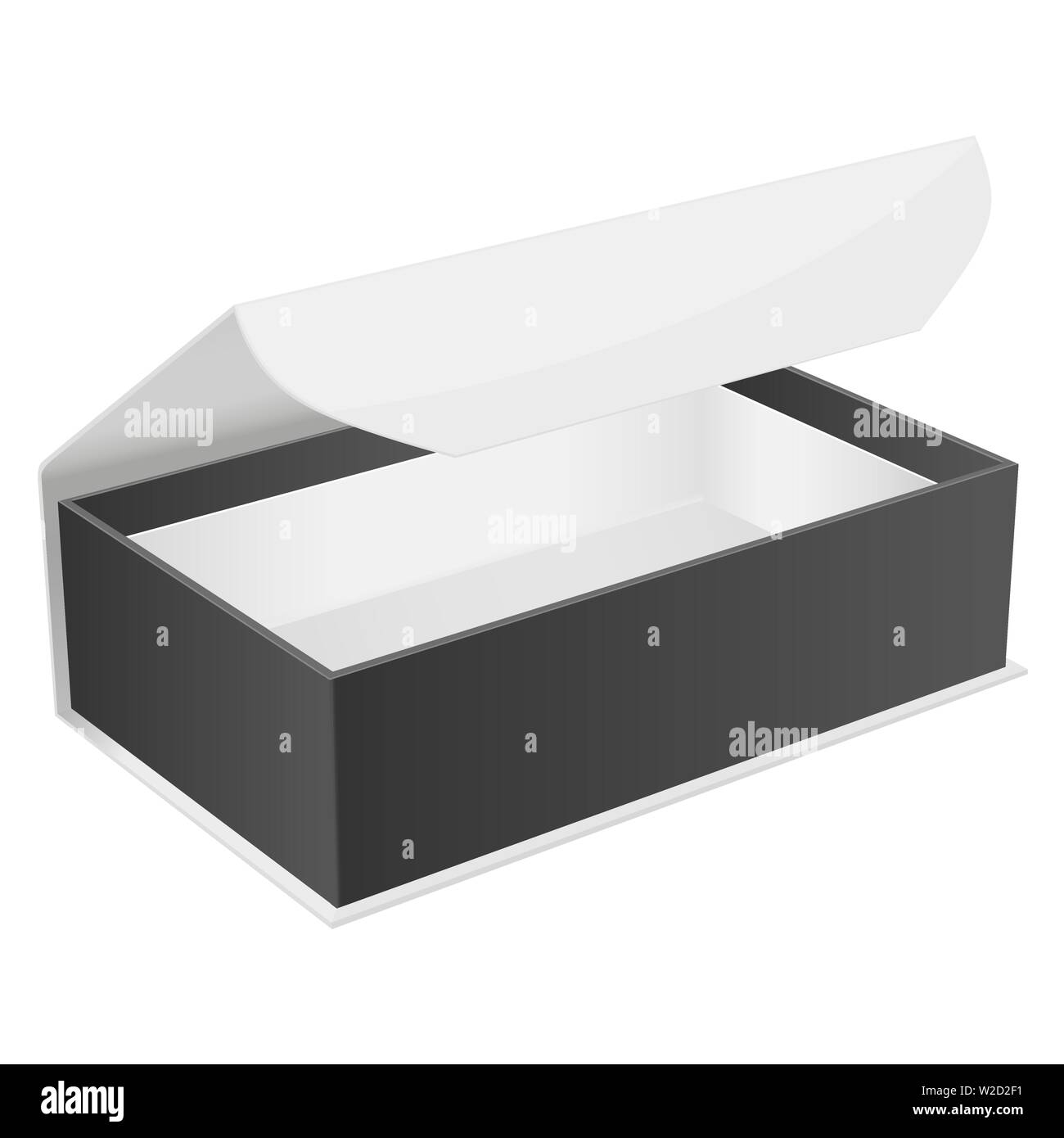 White and black gift box. Open jewelry box with magnetic clasp. Vector ...