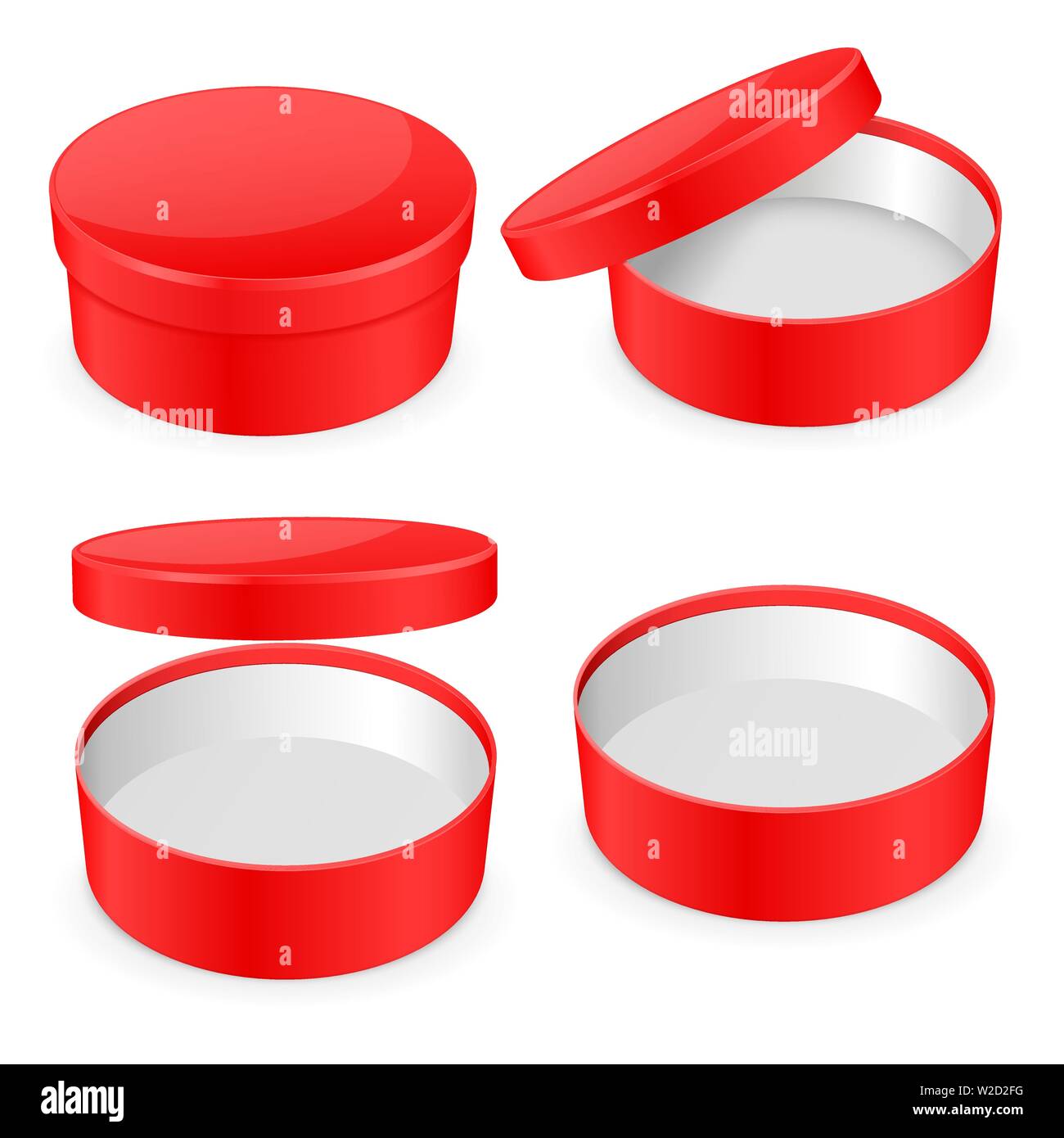 Round red hat box. Open and closed empty carton Stock Vector Image ...