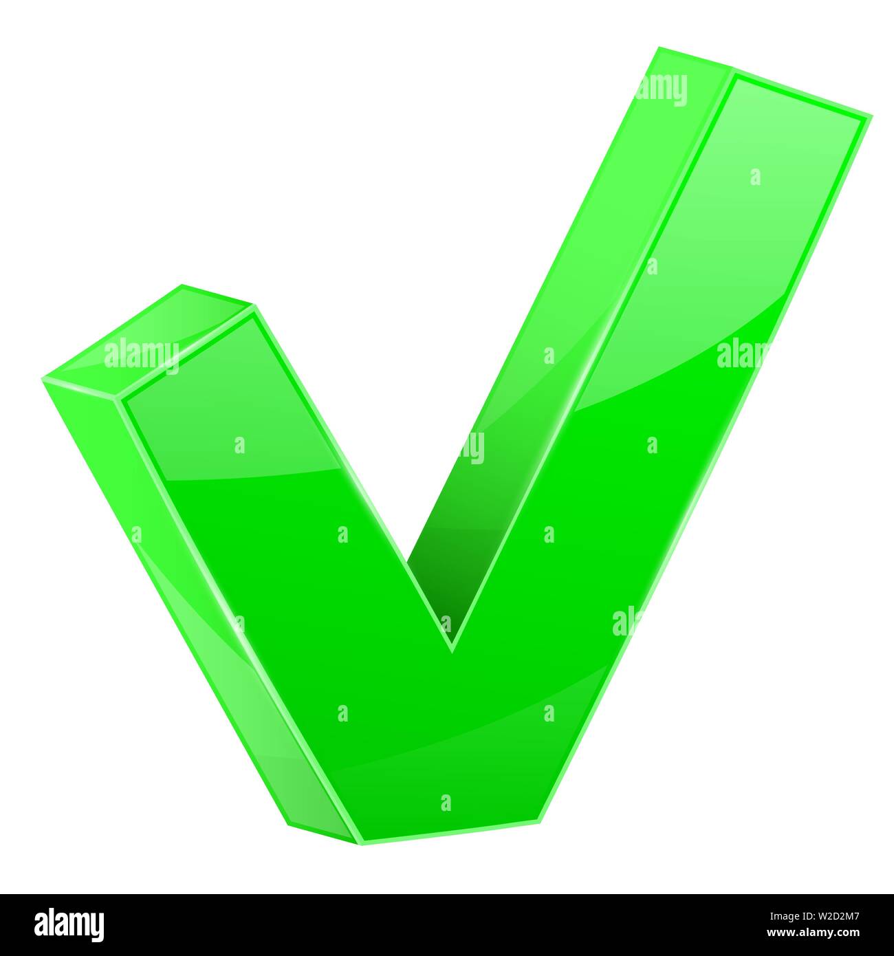 Green tick. Web 3d shiny sign Stock Vector Image & Art - Alamy