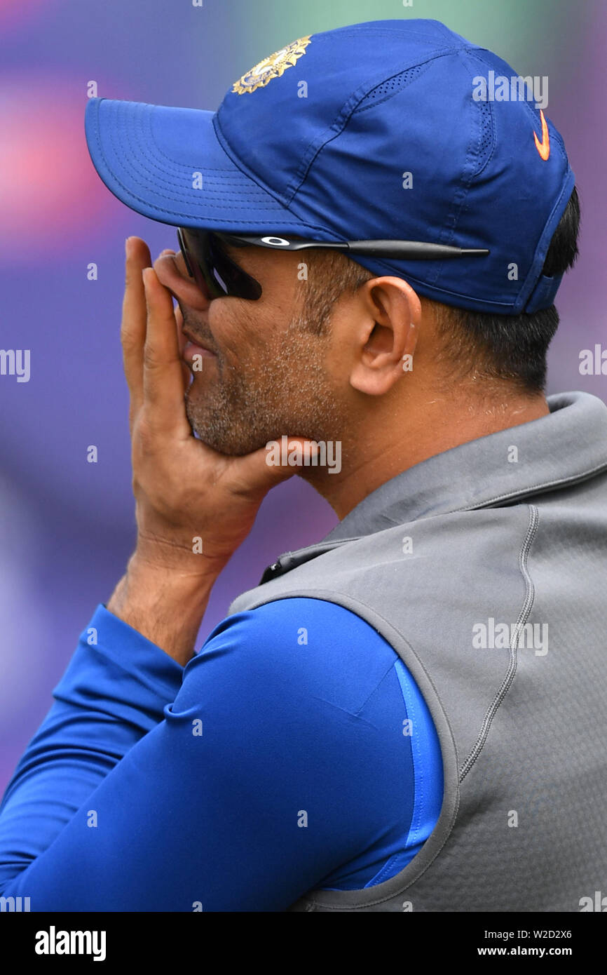 India's MS Dhoni during the nets session at Emirates Old Trafford ...