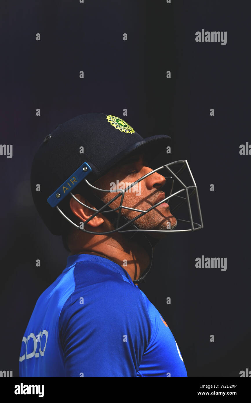 India's MS Dhoni during the nets session at Emirates Old Trafford ...
