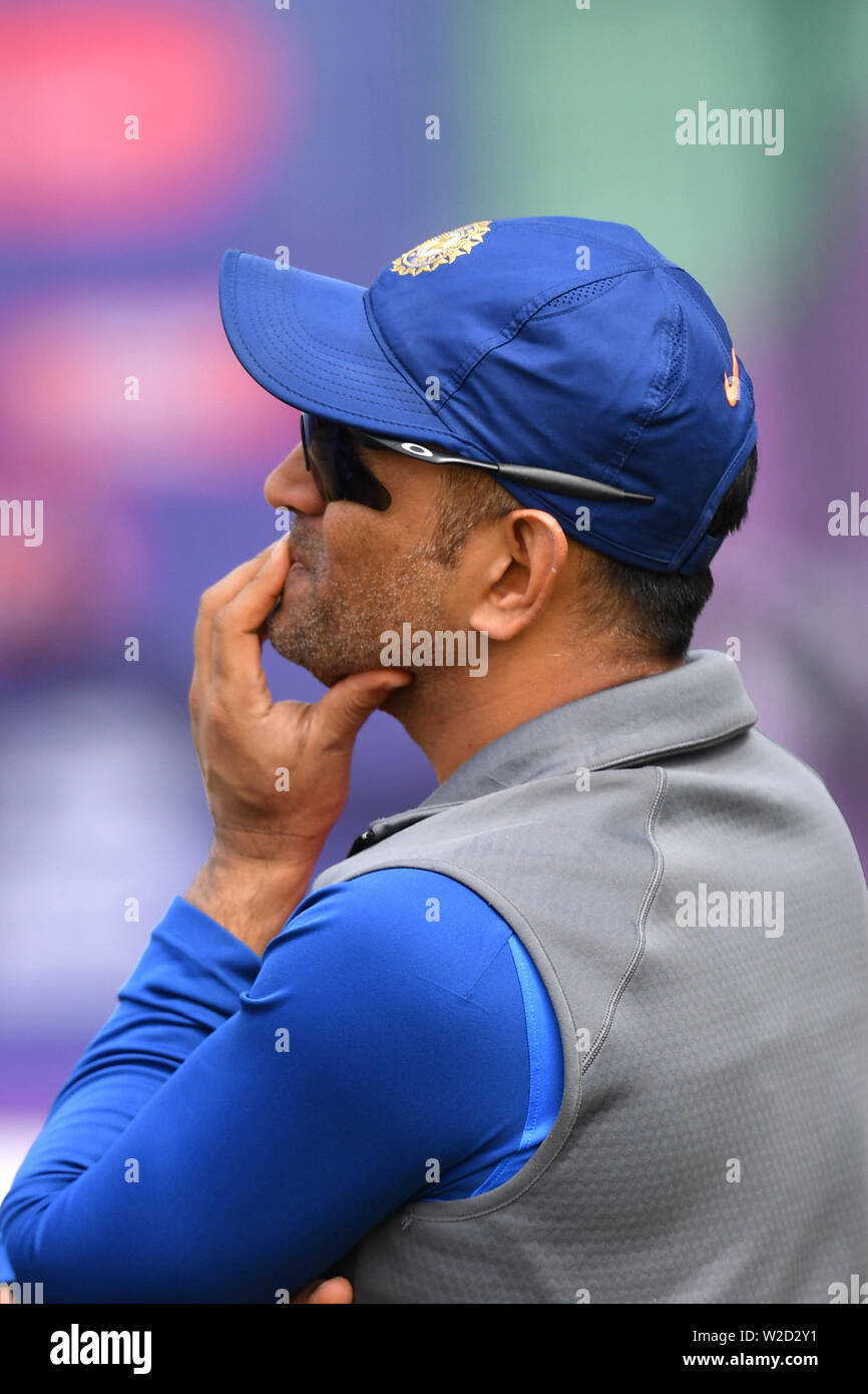 India's MS Dhoni during the nets session at Emirates Old Trafford ...