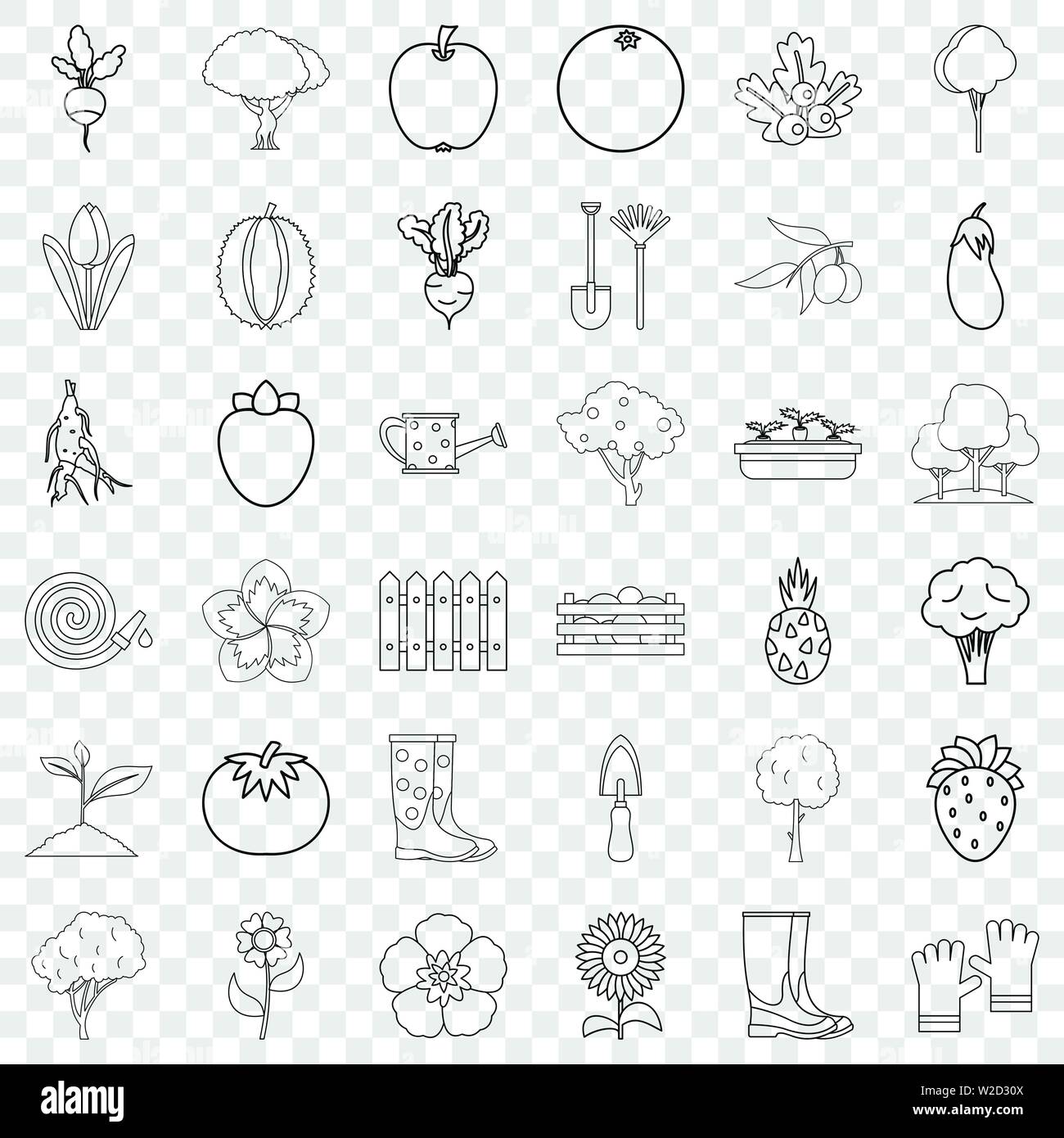 Garden icons set, outline style Stock Vector Image & Art - Alamy
