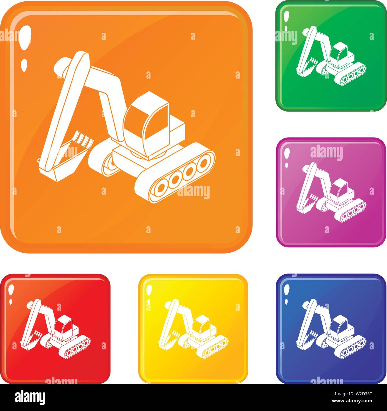 Excavator icons set vector color Stock Vector Image & Art - Alamy