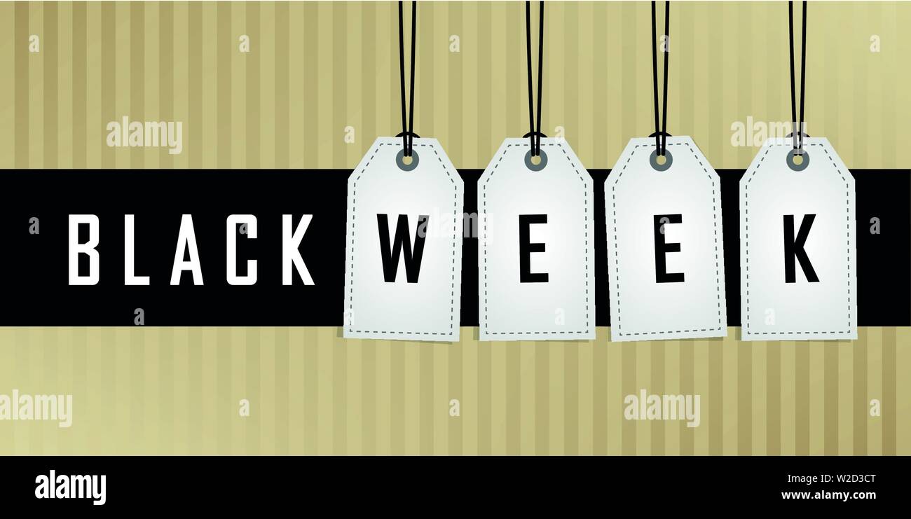 black week promotion hanging label vector illustration EPS10 Stock ...