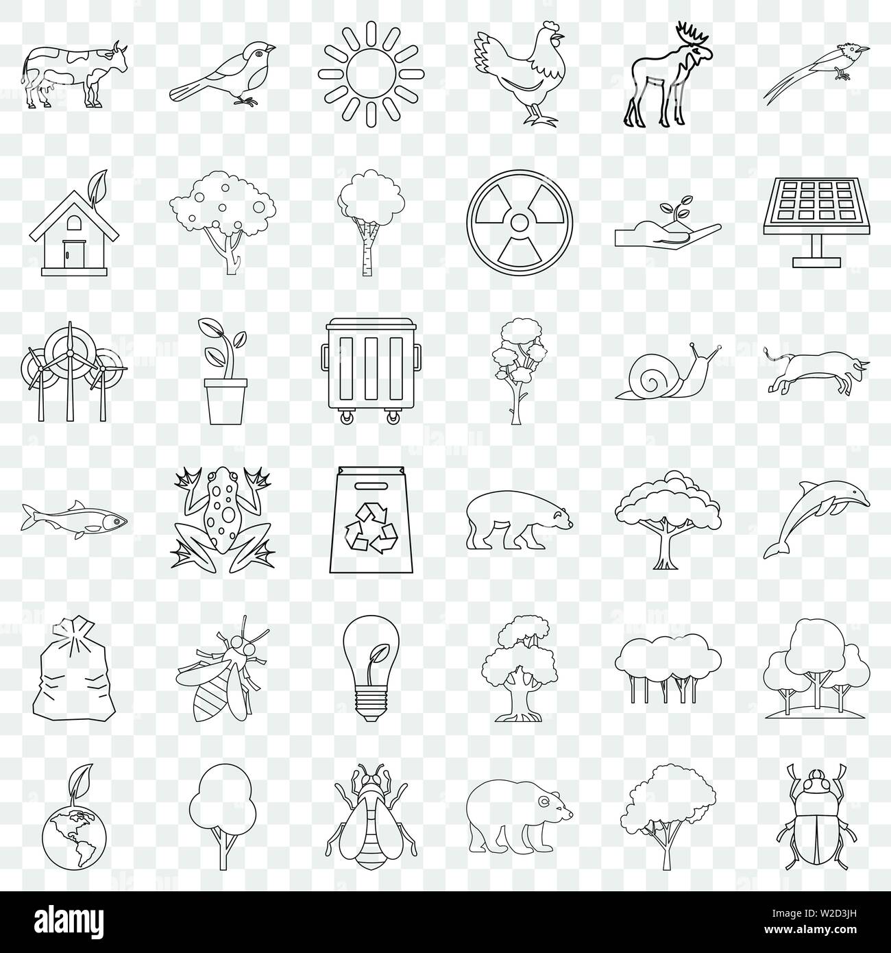 Nature icons set, outline style Stock Vector Image & Art - Alamy
