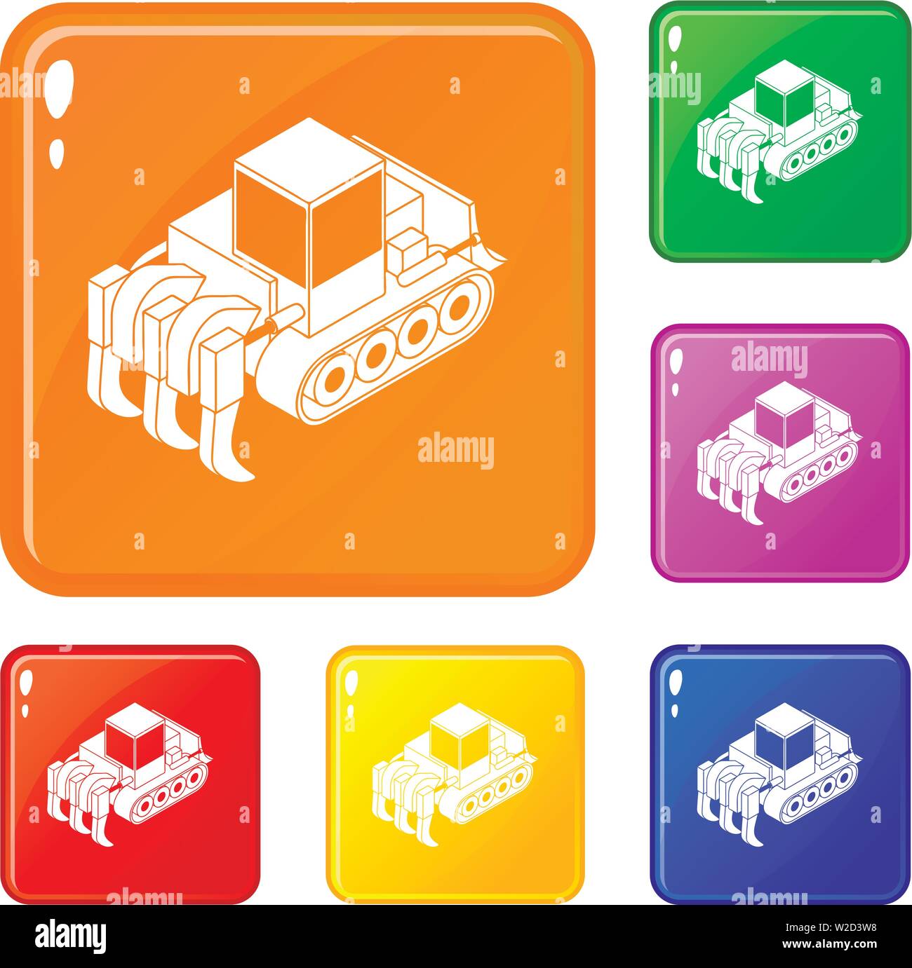 Industrial bulldozer icons set vector color Stock Vector Image & Art ...