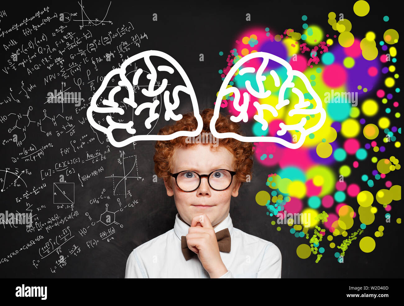 Thinking child boy. Choosing a Career concept Stock Photo - Alamy