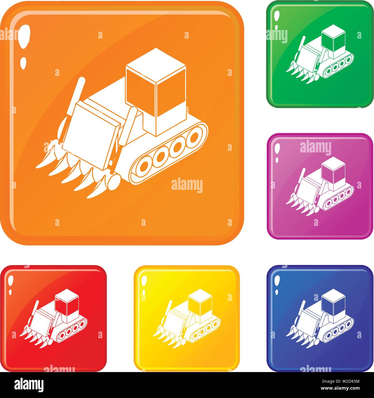 Construction bulldozer icons set vector color Stock Vector Image & Art ...