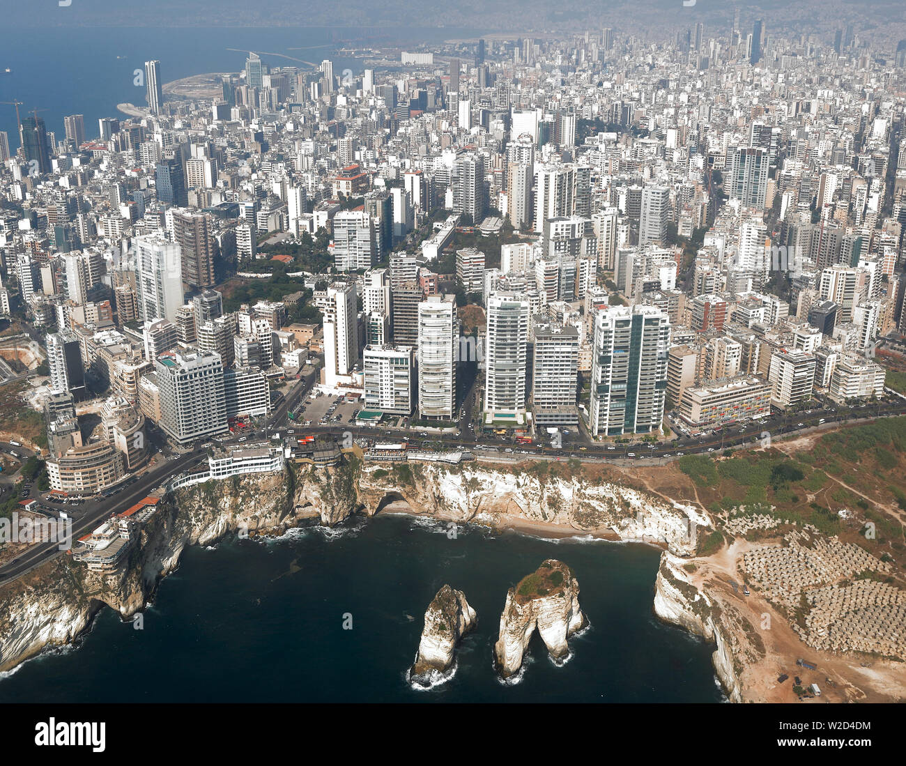 Beirut, Aerial View Over Pigeon Rocks Stock Photo - Alamy