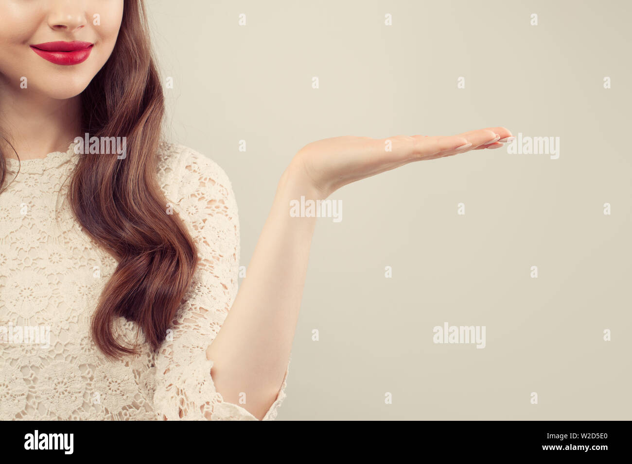 Empty open hand for advertising marketing or product placement ...