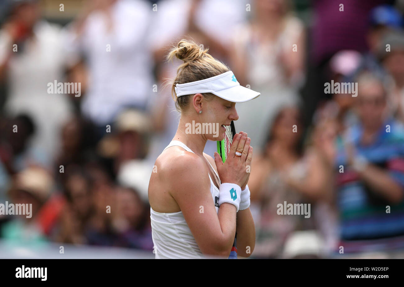 Alison Riske celebrates her win in the round of 16 match against ...