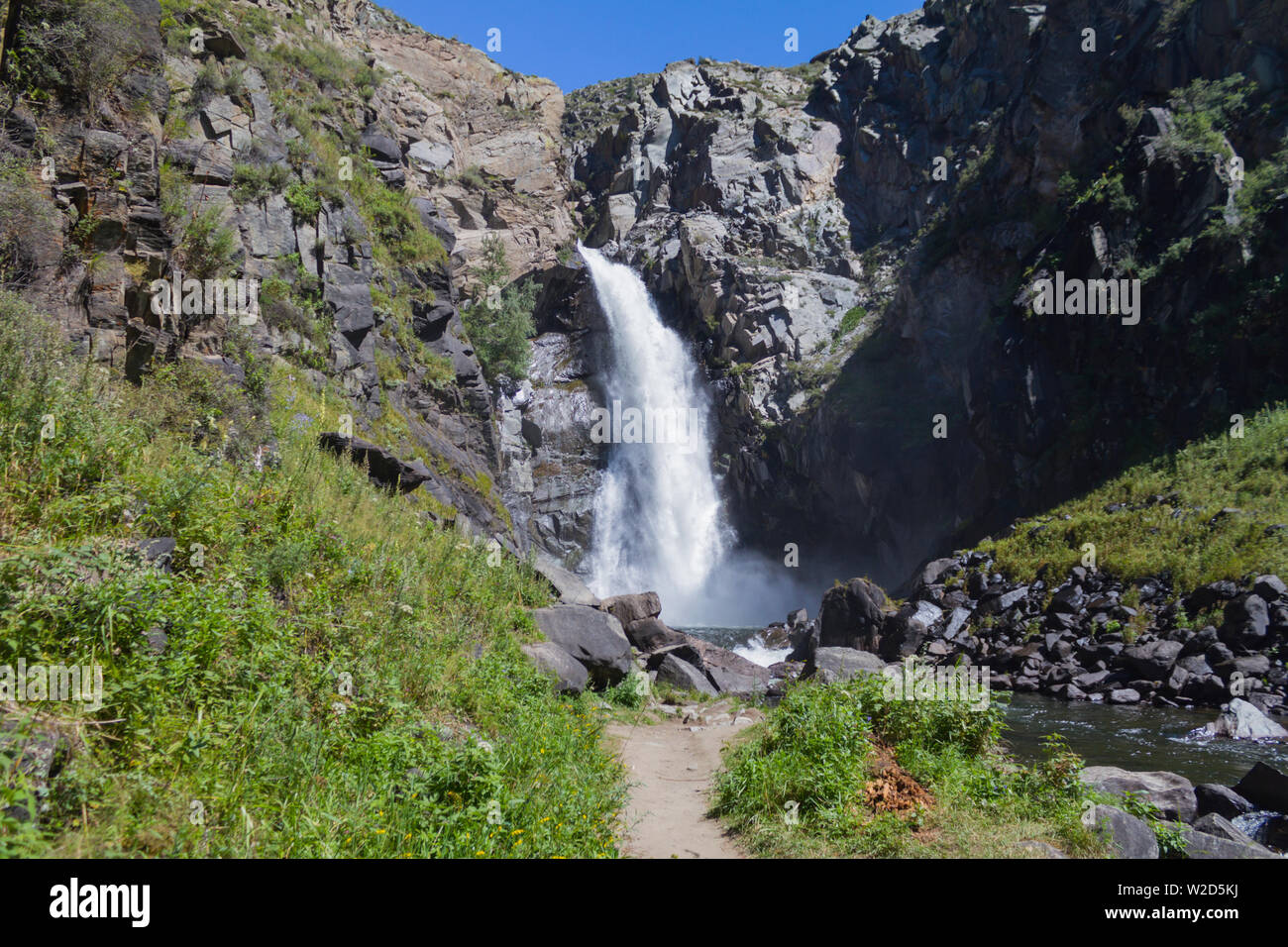 Waterfall in Altay mountains. Beautiful nature landscape. Popular ...
