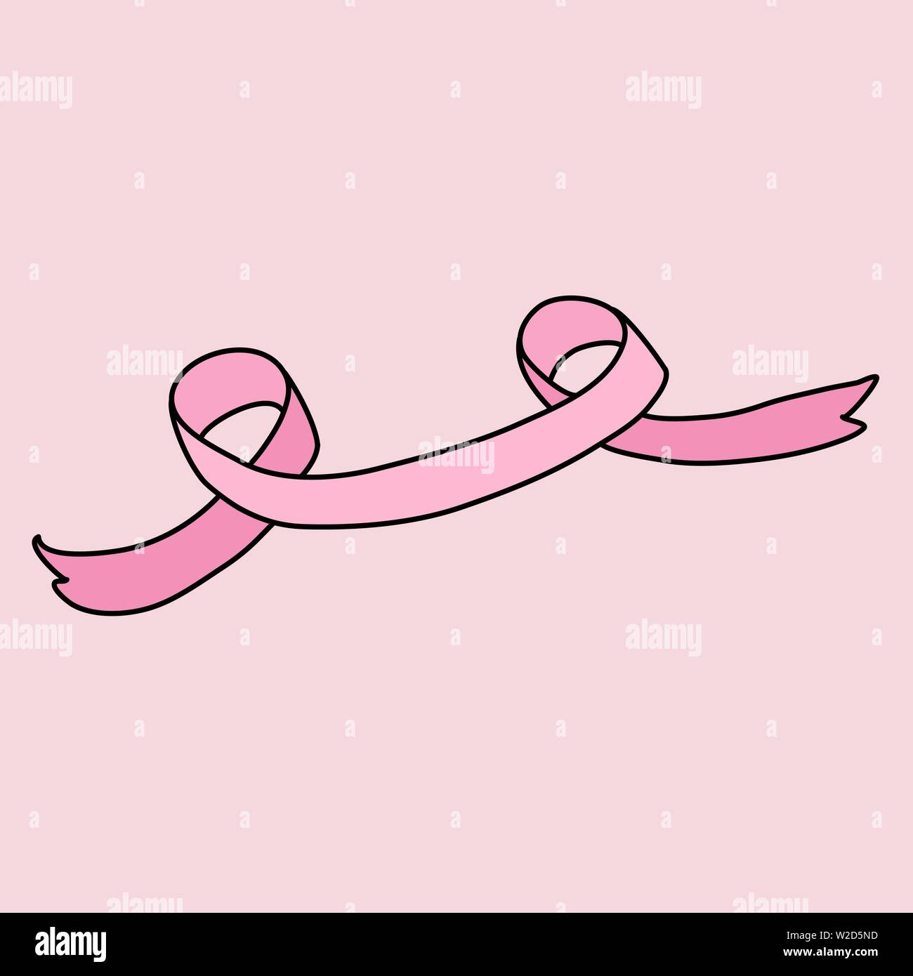 Pink ribbon icon. Sketch vector illustration Stock Vector Image & Art ...