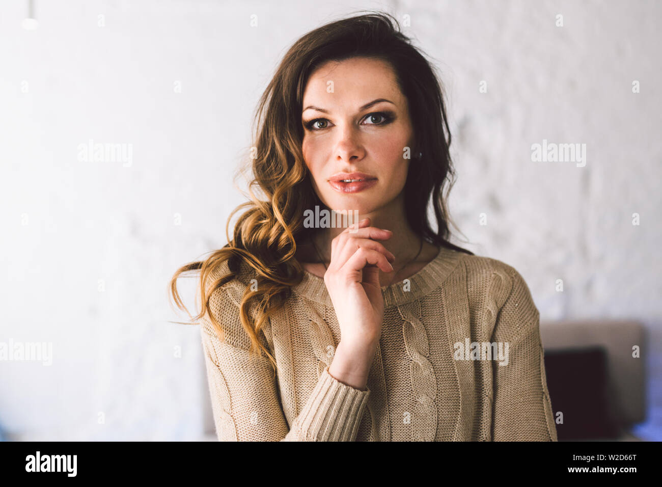 Good looking mid aged woman portrait at home. Elegant Business Woman ...
