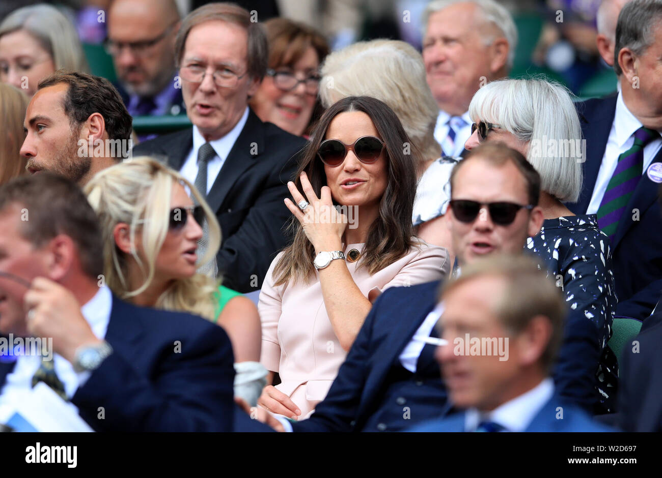 Pippa Matthews in the royal box of centre court on day seven of the ...