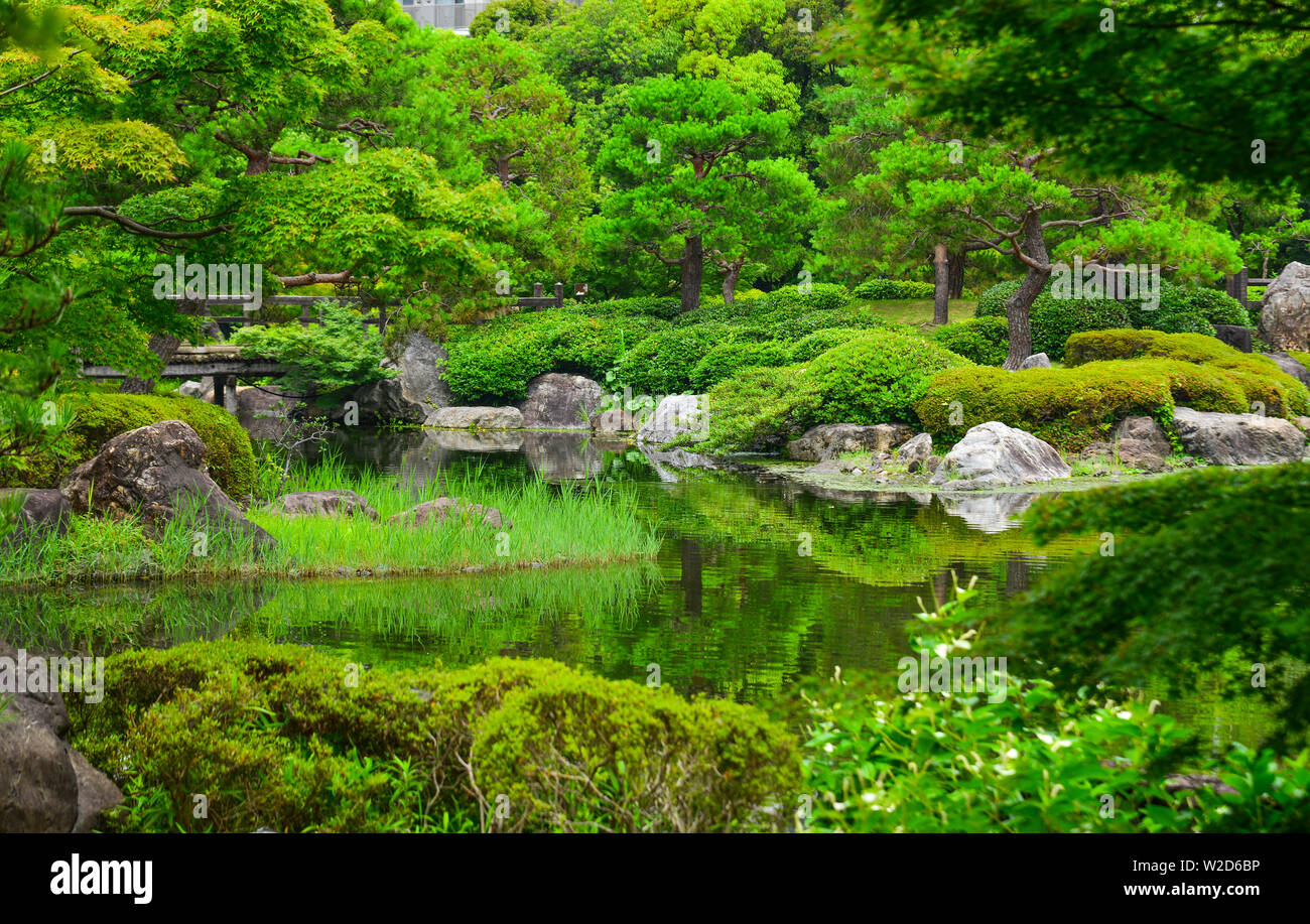 Idyllic landscape of Japanese garden at summer day Stock Photo - Alamy
