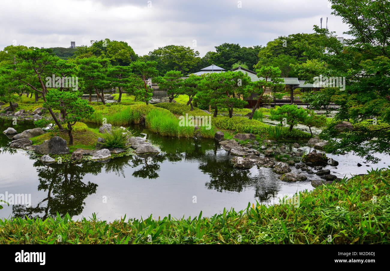 Idyllic landscape of Japanese garden at summer day Stock Photo - Alamy