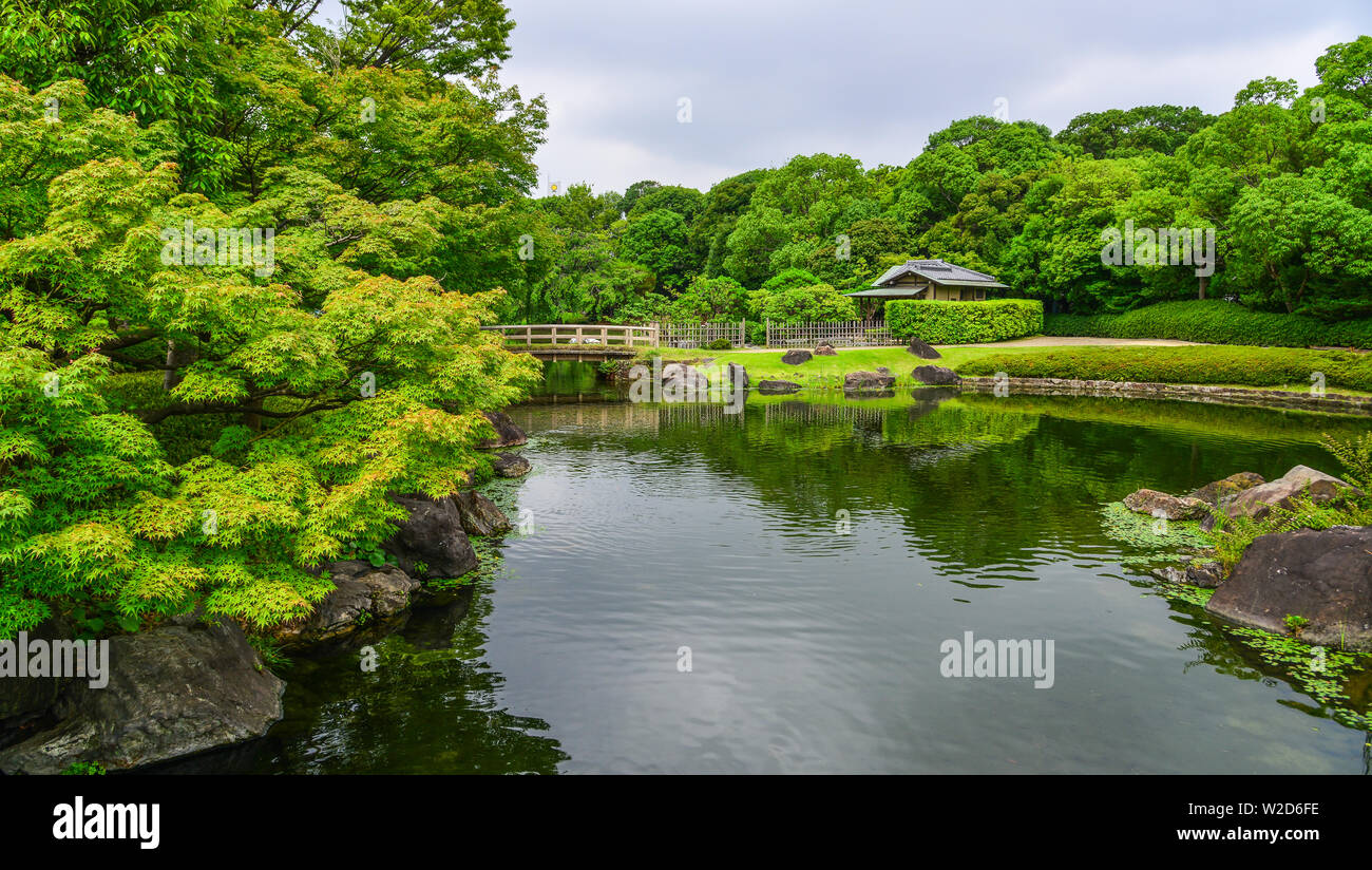 Idyllic landscape of Japanese garden at summer day Stock Photo - Alamy