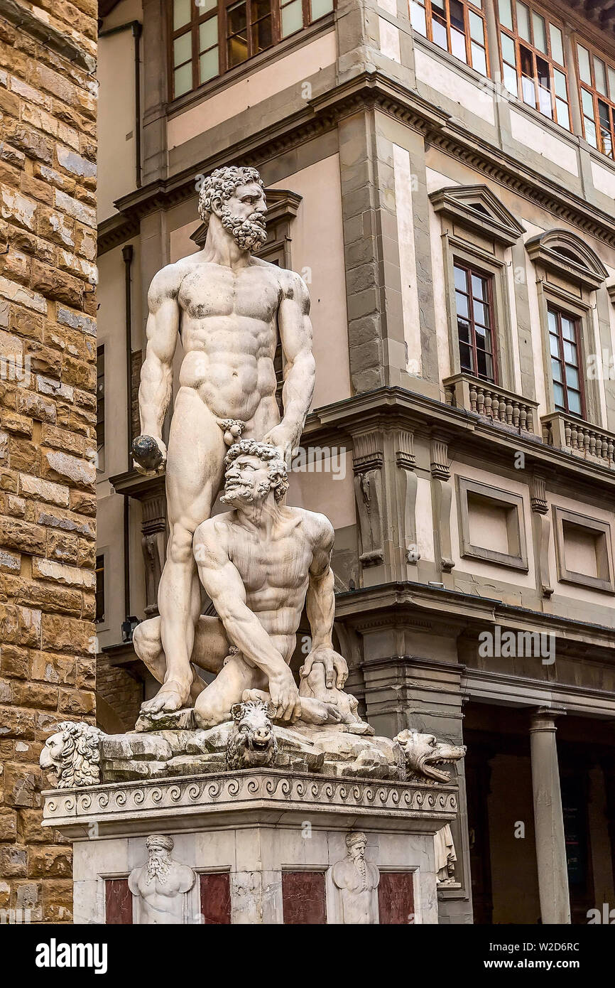Florence, Italy Hercules and Cacus statue in front of the Palazzo ...
