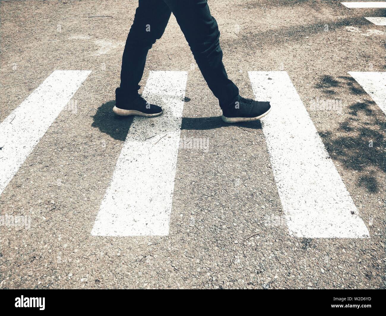 Low section of a pedestrian walking on crosswalk Stock Photo - Alamy