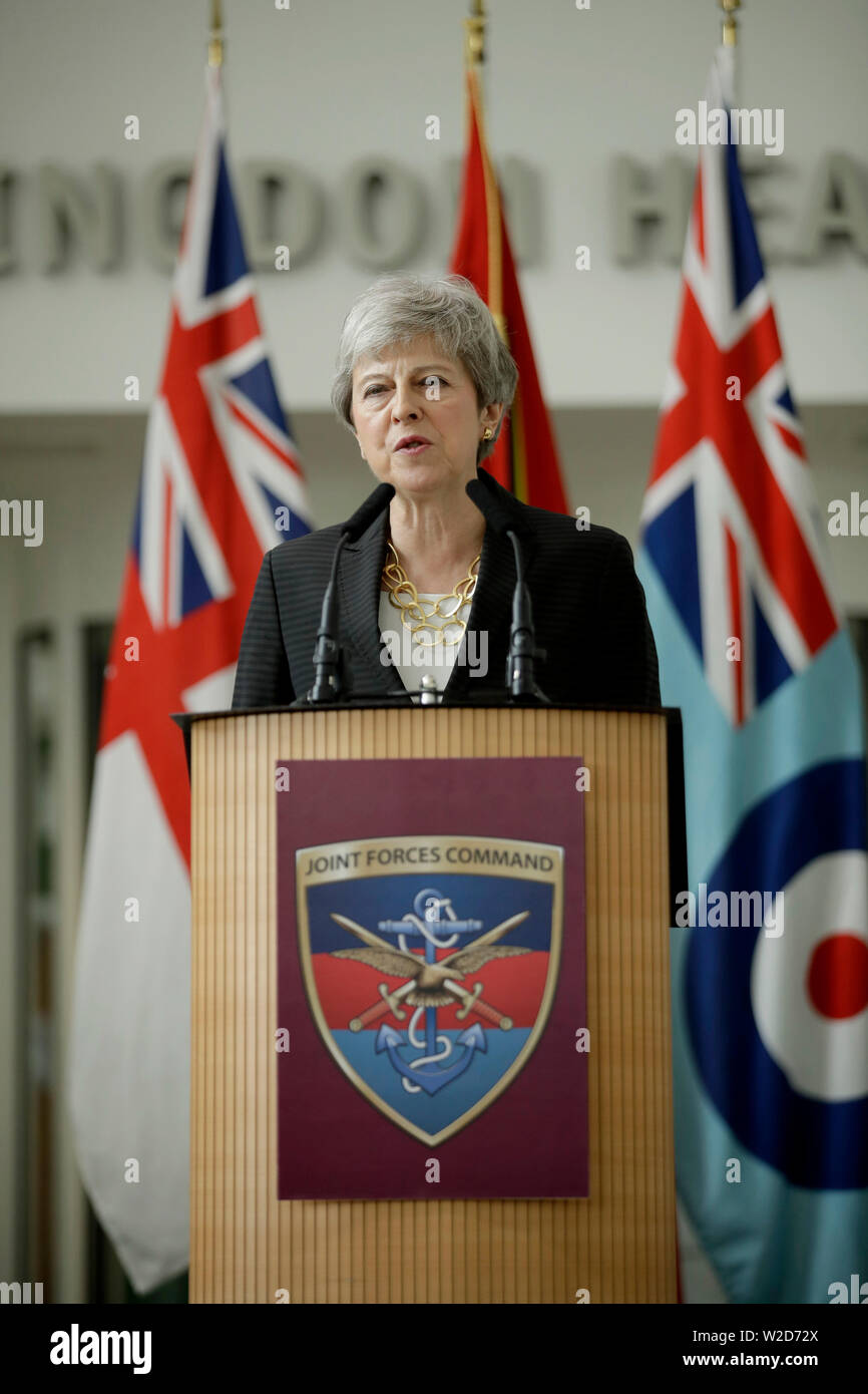 Prime Minister Theresa May makes a speech during a visit to the ...